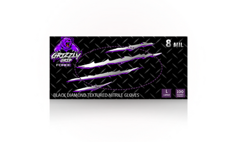 8 Mil Grizzly Grip Black Diamond Nitrile Gloves | wholesale-safety