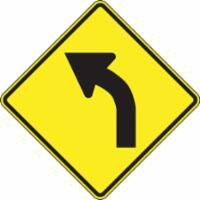 Warning Sign Left Curve Pictogram - 24" x 24" | wholesale-safety