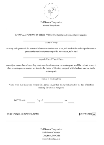 General Proxy Template | Rothwell USA