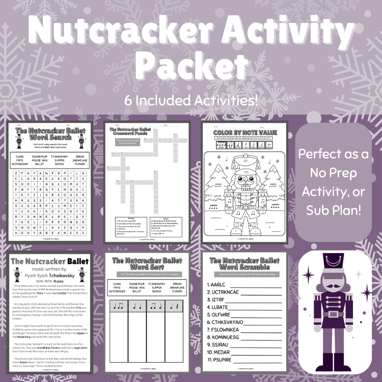 Nutcracker Music Substitute Lesson Plans for Music Classroom