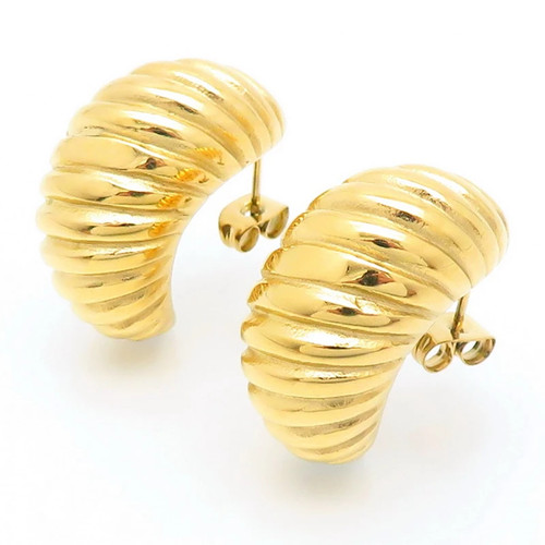 Hailey Bieber Twisted Hoop Earrings, Small Gold Textured Hoops | Cusuti