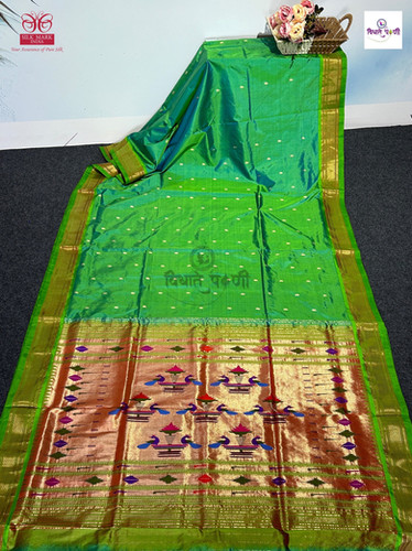 Handloom Pure Silk Double Pallu Paithani Saree | Vidhate Paithani