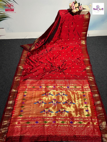 Handloom Pure Silk Double Pallu Paithani Saree | Vidhate Paithani