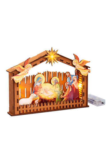 Light up standing 3D Christmas Nativity scene. 22 x 4 x 16. | Seraphim ...