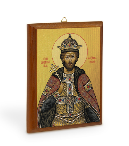 St Alexander Nevsky icon on wooden board. 12cm x 16.5cm | Seraphim Orthodox