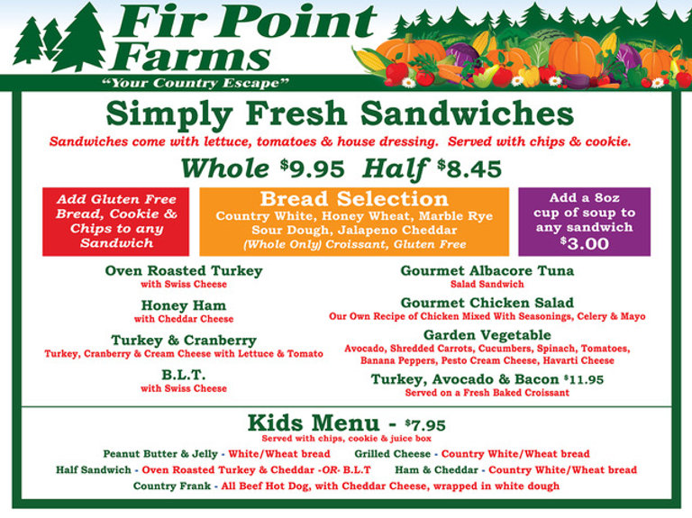 Lunch Menu | Fir Point Farms