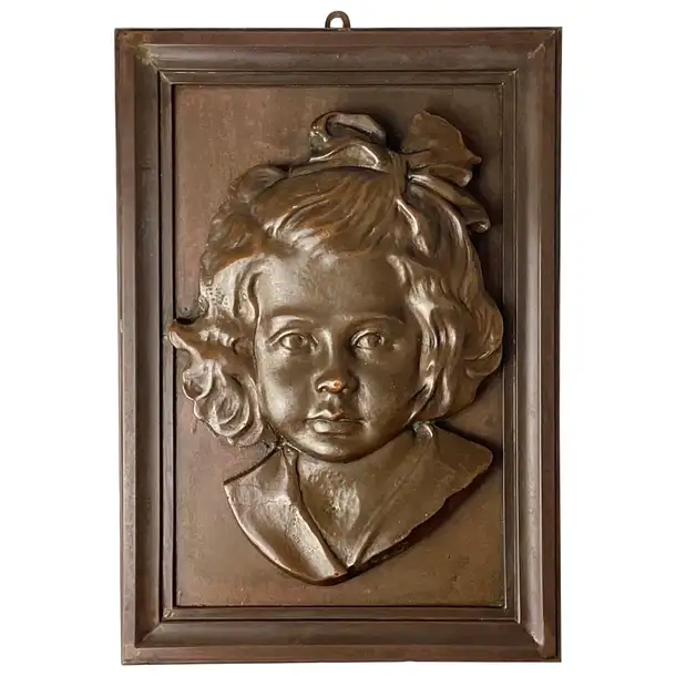 Bronze Portrait Plaque of a Young Girl | Debbie Turi Antiques