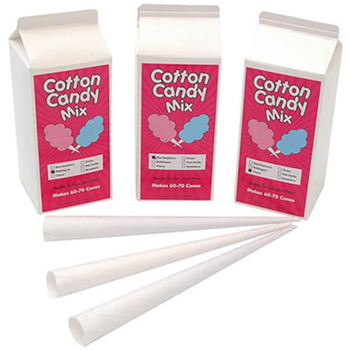 Winco 83701 Cotton Candy Starter Kit (3) 3 ¾ lb Flavors & (200) Paper ...