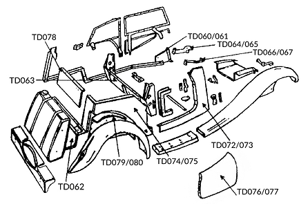 Hutson Motor Company - MG TD T-series Ash Wood Parts, Frames & Tubs