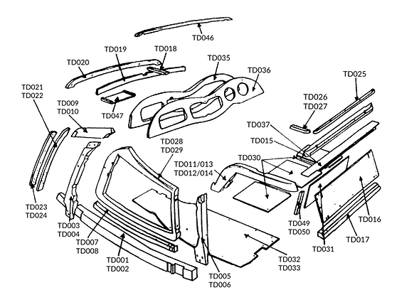 Hutson Motor Company - MG TD T-series Ash Wood Parts, Frames & Tubs