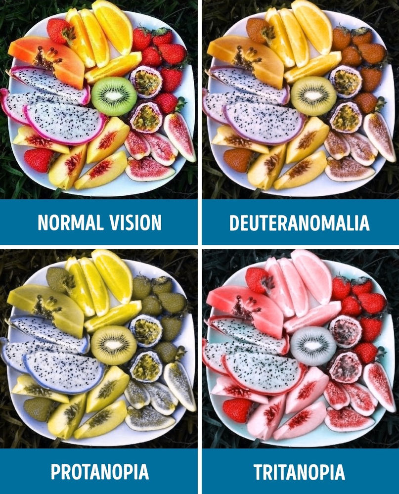 How People With Different Kinds of Colour Blindness See the World