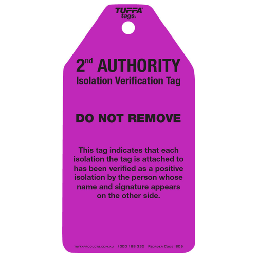 2nd Authority Isolation Verification Tags - 100 pack | CCS