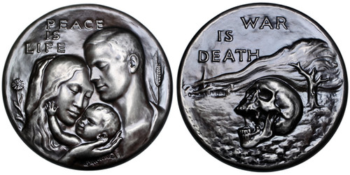 103330 | UNITED STATES. "Peace is Life – War is Death" silvered bronze ...