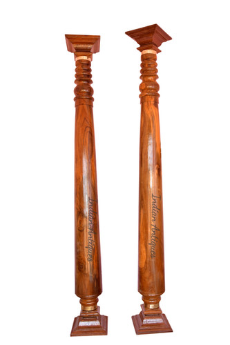 Antique Burma Teakwood Pillar with Square Top | Indian Antiques