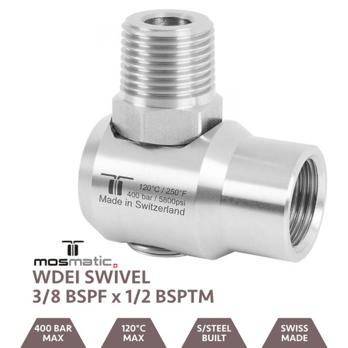 Mosmatic WDEI Swivel 90° ⅜ BSPF x ½ BSPTM