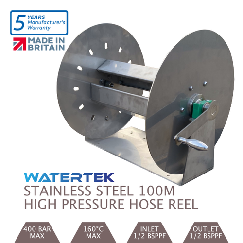 Watertek Pro 100m RVS 400 bar Hogedruk Haspel