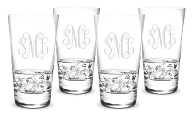 Monogrammed Highball Glasses | 16oz | SET OF 4 | Del Ray Monograms