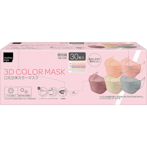 matsukiyo Khẩu trang 3D hộp 5 màu (30 cái) | Matsukiyo Vietnam