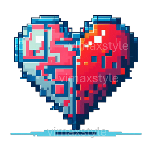 Pixeled Heart PNG Image | Vimax Style