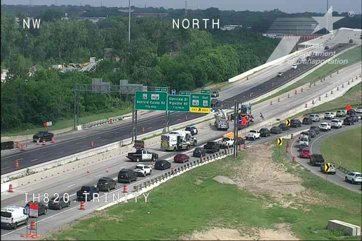 IH-820 closed down due to accident involving semi-truck - Two ...