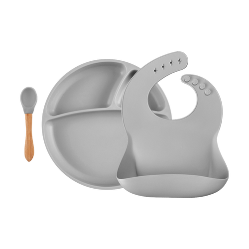 BLW SET II Silicone Feeding Set (Bib+Plate+Spoon) | minikoioi