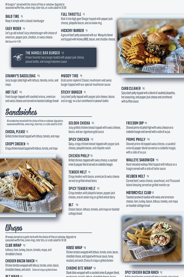 Menu | The Handle Bar