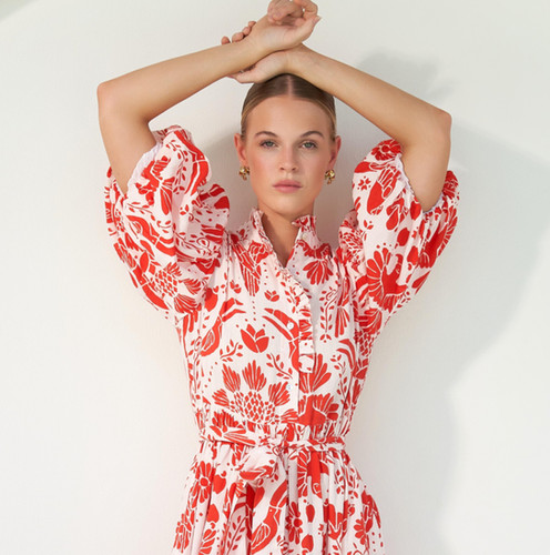 Mia Dress Red Bird | Collectivo