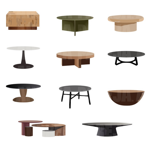 Flat Vector Coffee Tables 01 - Pack of 11 | Andrea Pareja