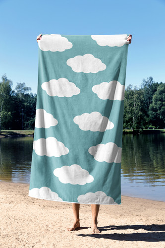 "Nubes" Clouds Illustration Beach Summer Towel | Andrea Pareja