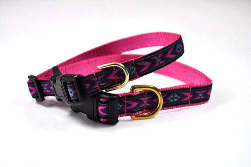 Aztec Ribbon, Aqua/Pink/Black/Purple on 1/2 inch Raspberry webbing ...