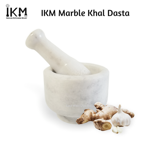 IKM White Marble Mortar Pestle - Traditional Khal Dasta - Khal Batta ...