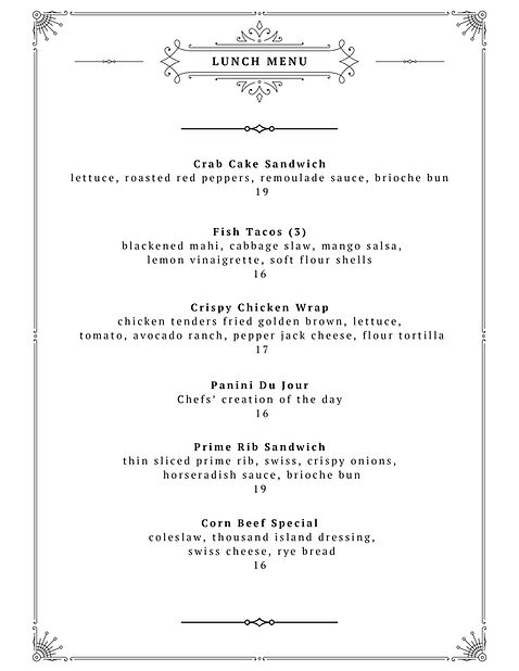 Menus | The Smithville Inn