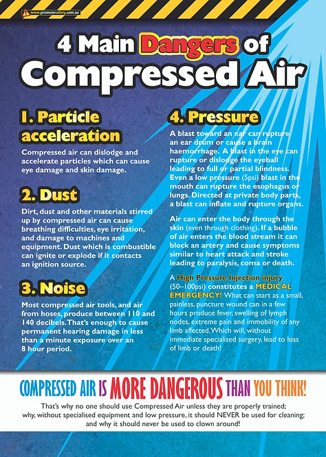 Compressed Air 4 Dangers Safety Posters | Promote Safety