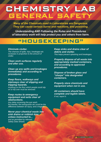 Chem Lab Safety Housekeeping Basics Safety Posters | Promote Safety