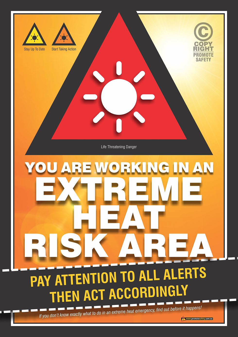 Emergency Alert Extreme Heat Safety Poster | Promote Safety