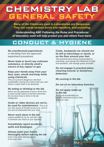 Chem Lab Safety Conduct & Hygiene Basics Safety Posters | Promote Safety