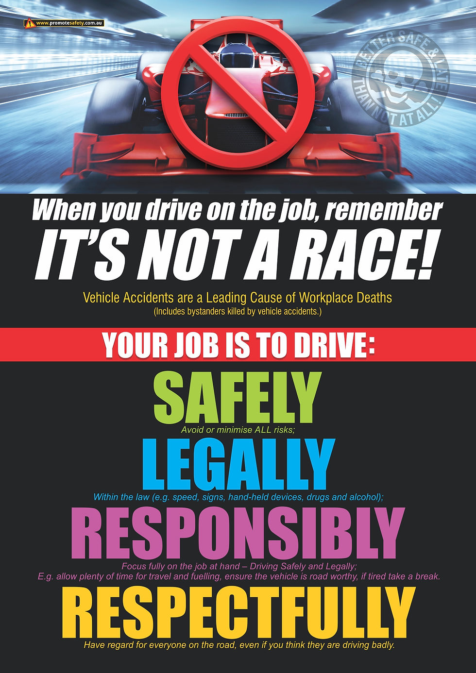 It's Not a Race Driving Safety Poster | Promote Safety