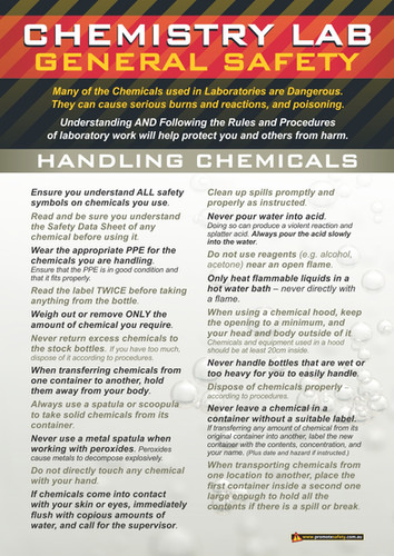 Chem Lab Safety Handling Chemicals Basics Safety Posters | Promote Safety