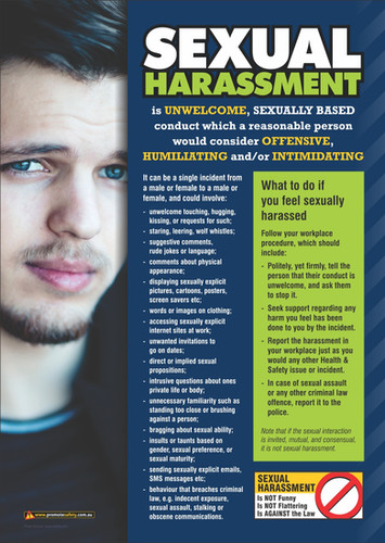Sexual Harassment (Male) Safety Posters | Promote Safety