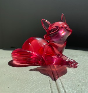 Translucent red glass resin fox decoration | Cribbage King