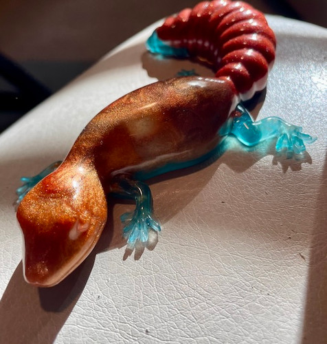 Solid Resin Lizard - Copper Color with Red Tail/Green Feet | Cribbage King