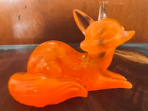 Translucent orange glass resin fox figurine | Cribbage King