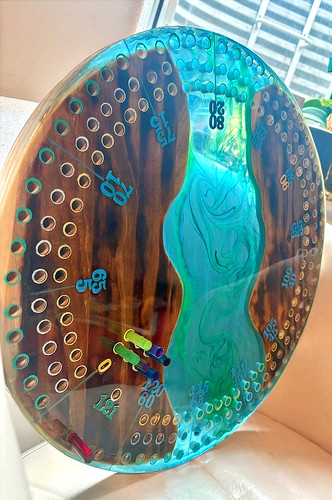 Transparent ocean blue and green river cribbage board | Cribbage King