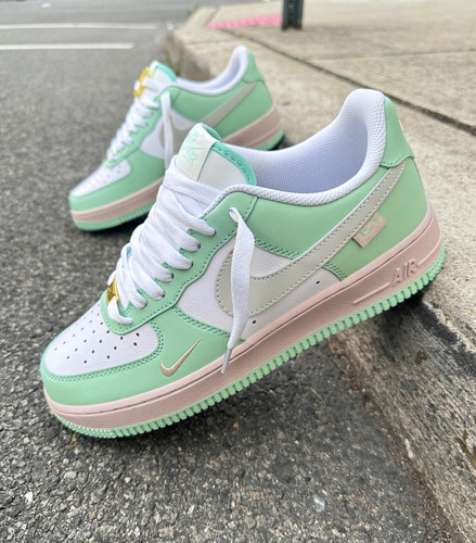 NIKE AIR FORCE MINT GREY CUSTOM | gourbanstyles