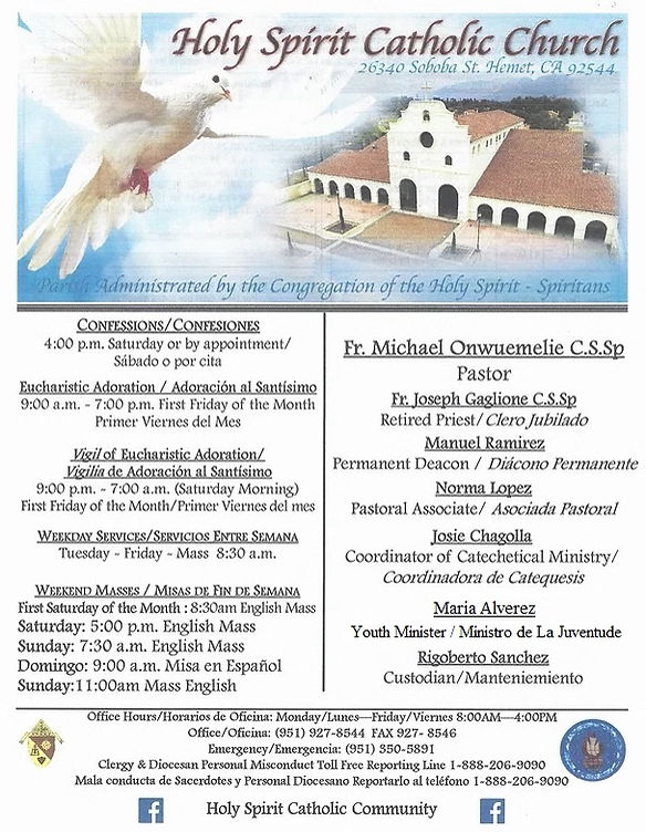 Parish Bulletins | holyspirithemet