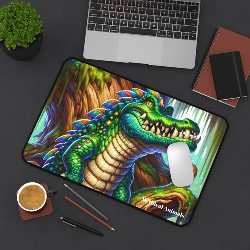 Colorful Alligator Desk Mat - Vibrant Croc Design | Mythical Animals