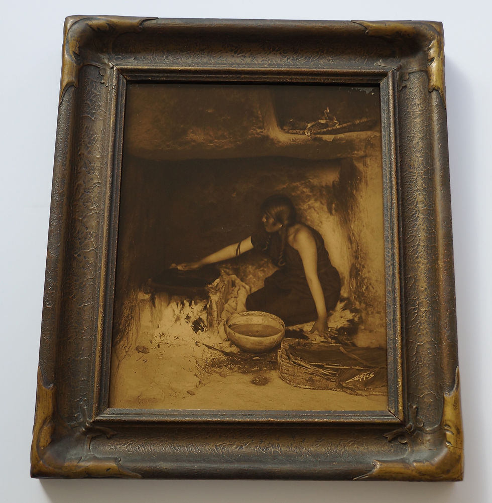 Edward Curtis "The Piki Maker - Hopi" Orotone/Goldtone Photograph ca. 1 ...