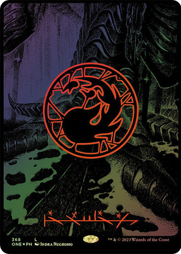 Mountain (#368) (Full Art) (Phyrexian) (Oil Slick Foil) | Aravasta