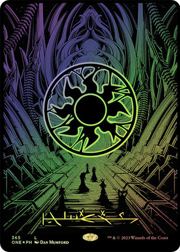 Plains (#365) (Full Art) (Phyrexian) (Oil Slick Foil) | Aravasta