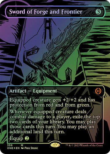 Sword of Forge and Frontier (#359) (Borderless) (Oil Slick Foil) | Aravasta